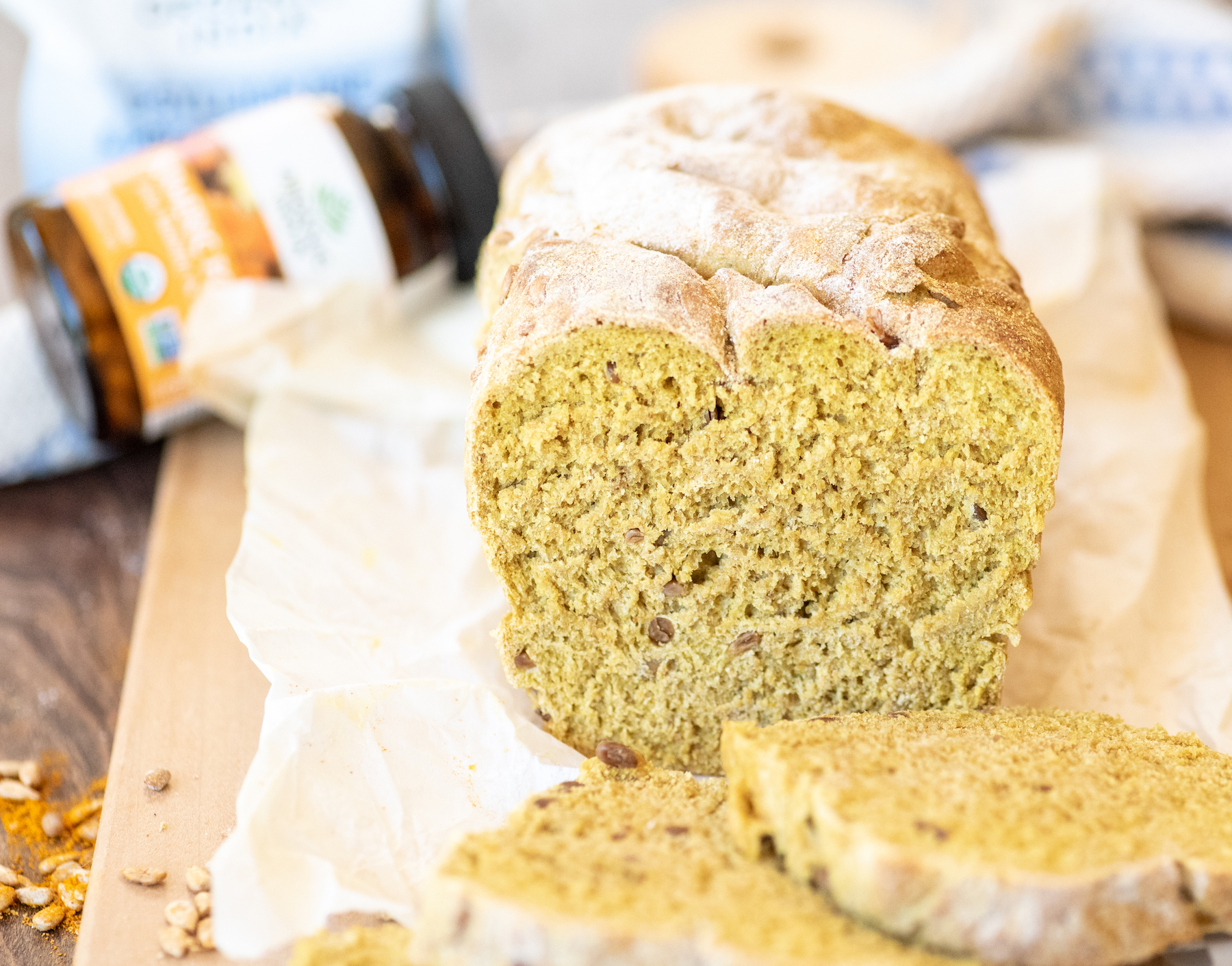 Turmeric Sunflower Spelt Bread with Psyllium - Organic India