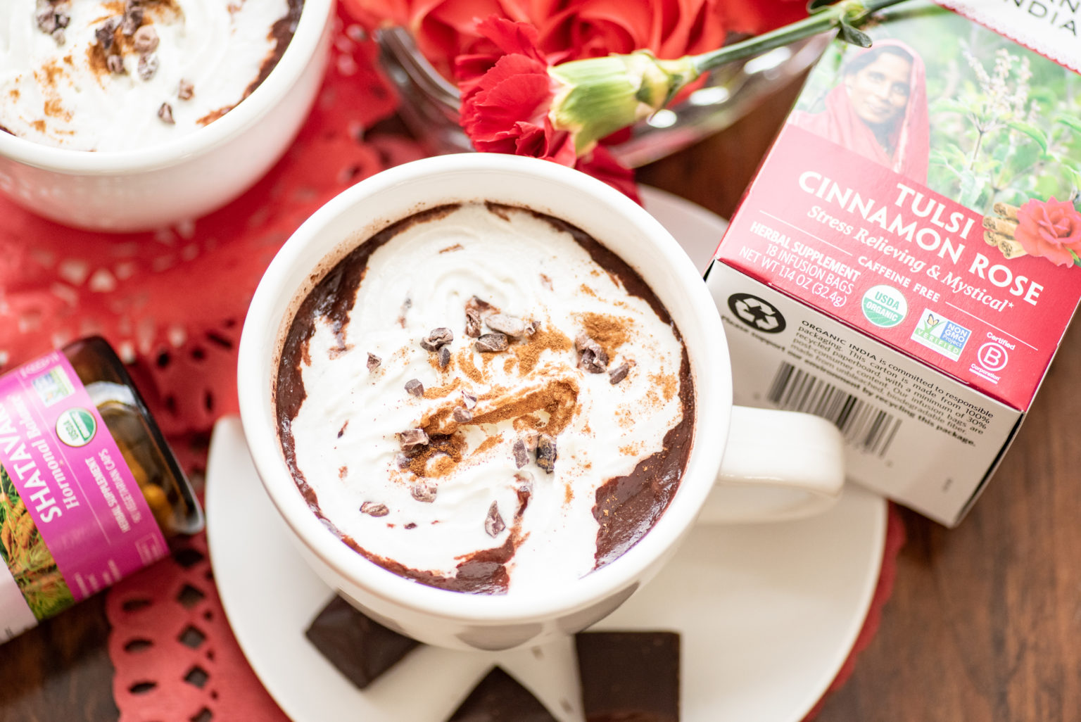 Tulsi Cinnamon Rose Hot Chocolate - Organic India