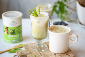 Delicious Matcha Moringa Latte (non-dairy, iced or hot) | Organic India
