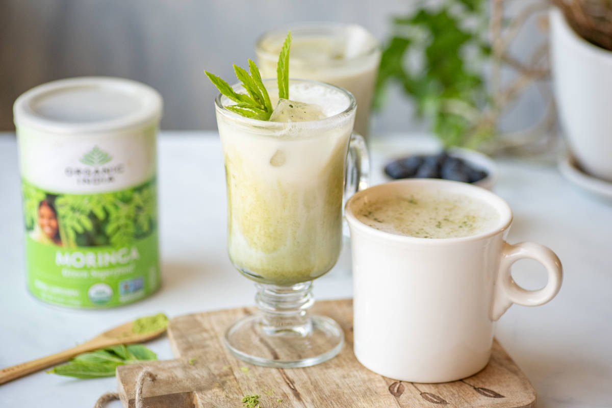 Delicious Matcha Moringa Latte (non-dairy, iced or hot) | Organic India